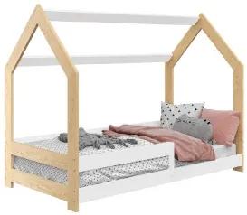 Eoshop Dětská postel Domek 80x160 cm D5 + rošt a matrace ZDARMA - borovice / bílá