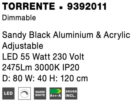 LED lustr Torrente 40 černé