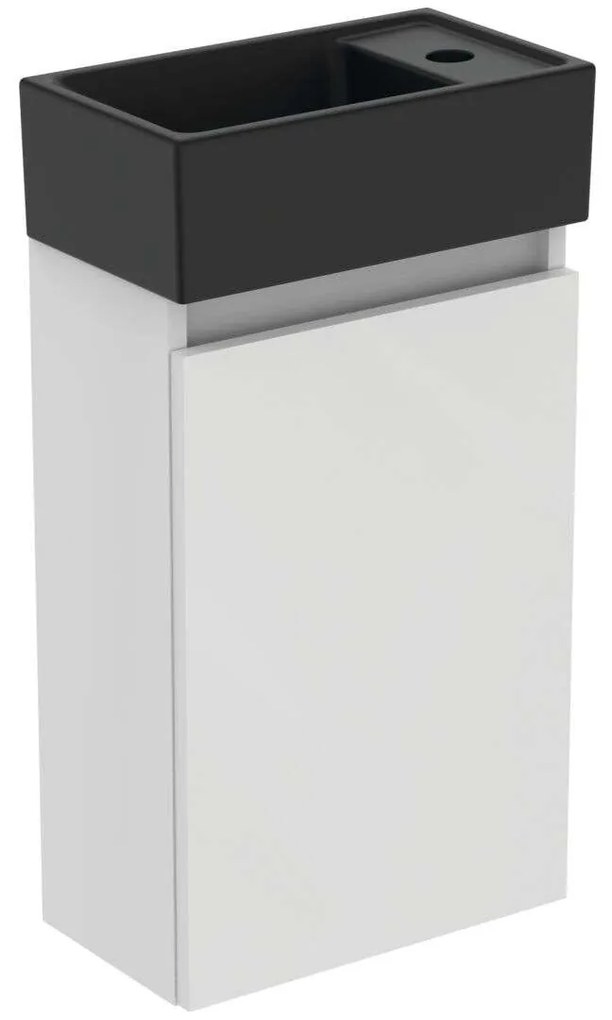 Ideal Standard Eurovit+ - Skříňka s umývátkem, 55x35x20 cm, 1 dvířka, lesklá bílá/hedvábná černá R0578WG