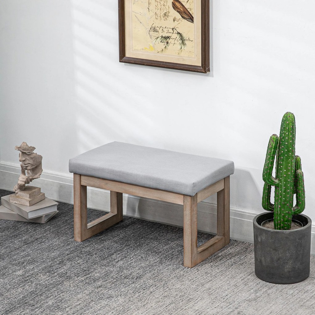 HOMCOM Taburet na nohy Čalouněný taburet s dřevěnými nohami 68x38x42 cm šedý Taburet do obývacího pokoje Ložnice Předsíňová lavice | Aosom.de