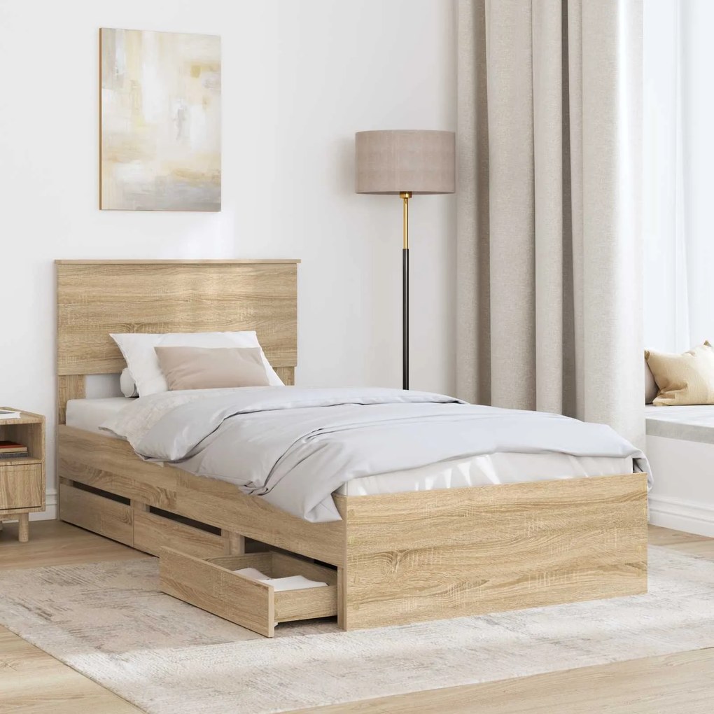 Rám postele se zásuvkou Sonoma dub 75 x 190 cm Inženýrské dřevo 3408035