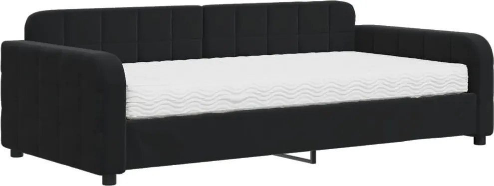 Válenda s matrací černá 100 x 200 cm samet 3196916