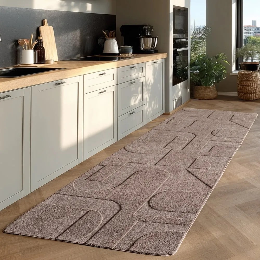 Světle hnědý pratelný běhoun 80x250 cm Pompei 1614 – Ayyildiz Carpets