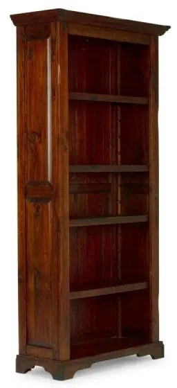 furniture-nabytek.cz - Masivní knihovna Catello z borovicového dřeva, lakovaná, hnědá – 97×38×200 cm