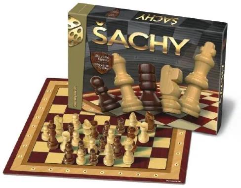 Šachy dřevěné figurky společenská hra v krabici 33x23x3cm