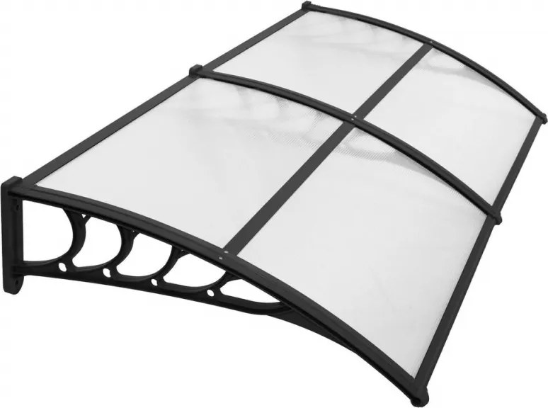 Vchodová stříška 200x95 cm SPRINGOS POLYROOF černá transparentní