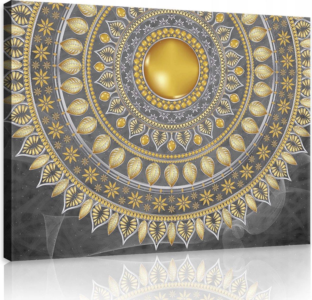 Obraz Mandala Ornament Šedý Moderní Do Ložnice Obývacího Pokoje Plátno 100x70