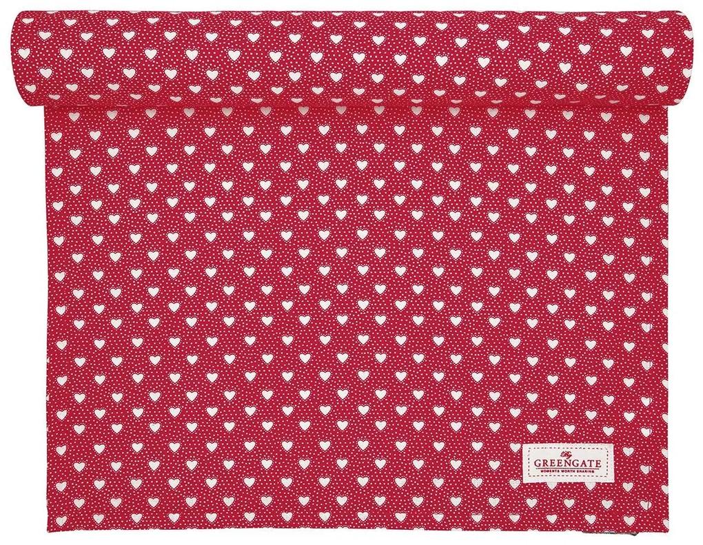 GREEN GATE Bavlněný běhoun Penny Red 140x45cm, červená barva, textil