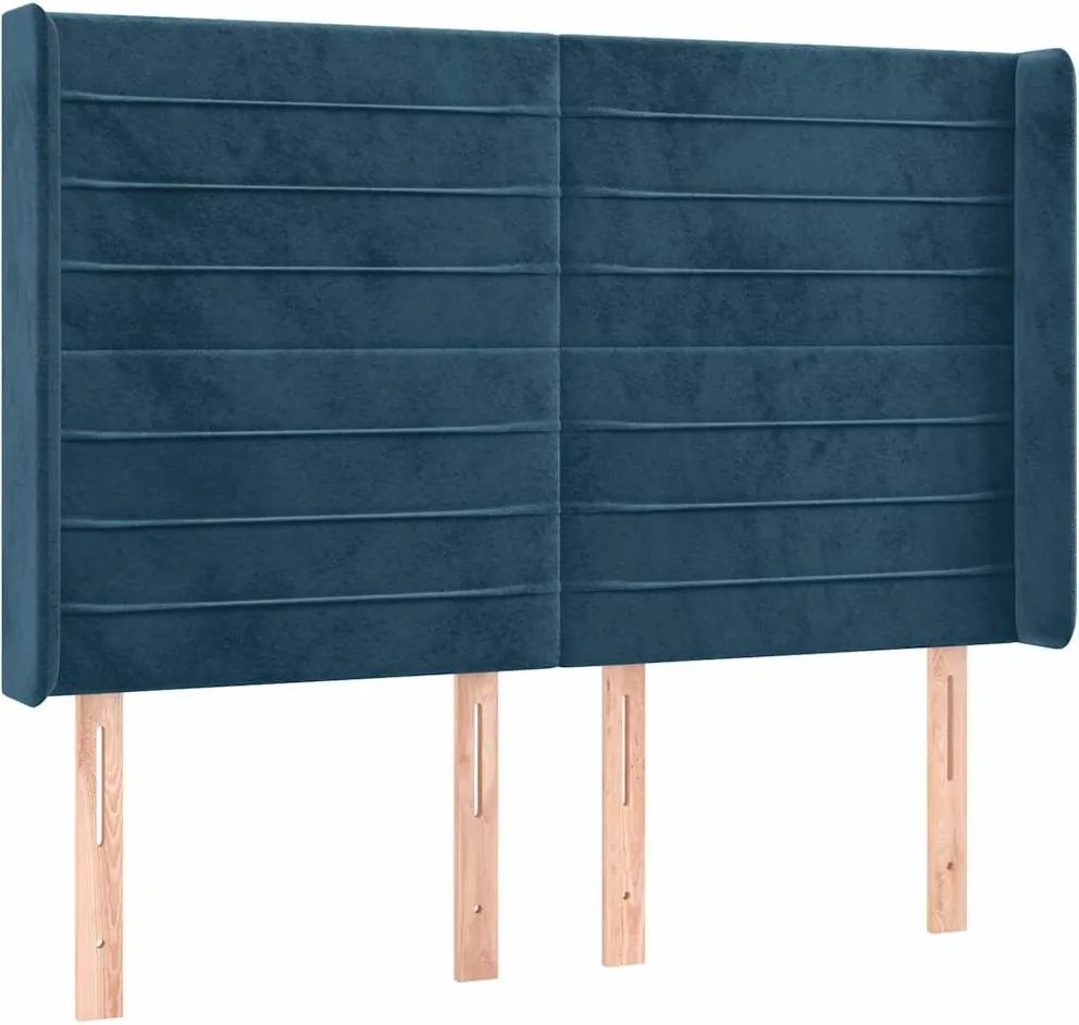 Box spring postel s matrací a LED tmavě modrá 140x200 cm samet 3139629