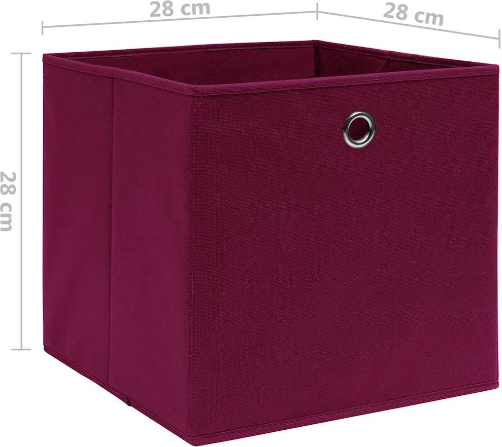 Úložné boxy 10 ks netkaná textilie 28x28x28 cm tmavě červené 325201