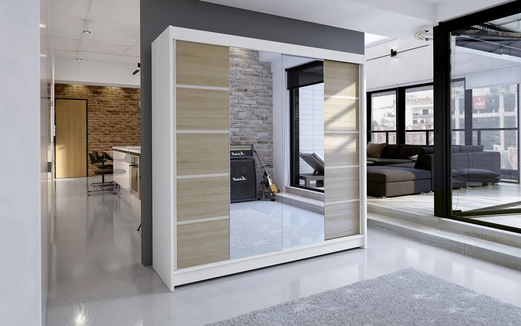 ADRK Furniture Posuvná skříň s zrcadlem TRAVES 180 ADRK-SW-TRA-WS-180