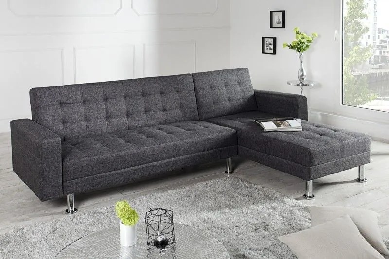 Deflee sedací souprava CHAISE LOUNGE ANTRACIT rozkládací PH36140100% polyester, chromová základna  250 cm x 85 cm x 80 cm