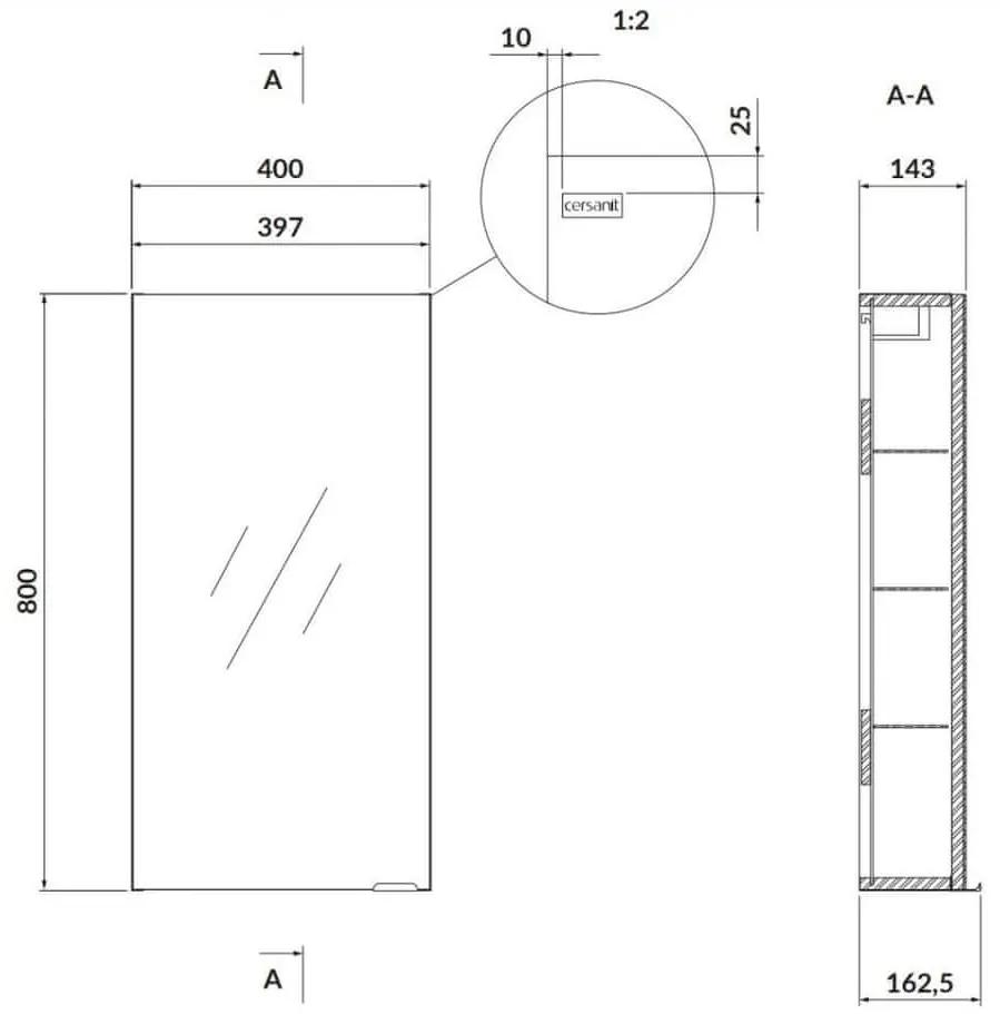 Cersanit Zrcadlová skříňka larga 40 bílá (S932-014)
