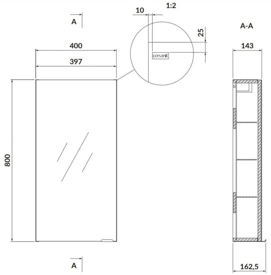 Cersanit Zrcadlová skříňka larga 40 modrá (S932-011)