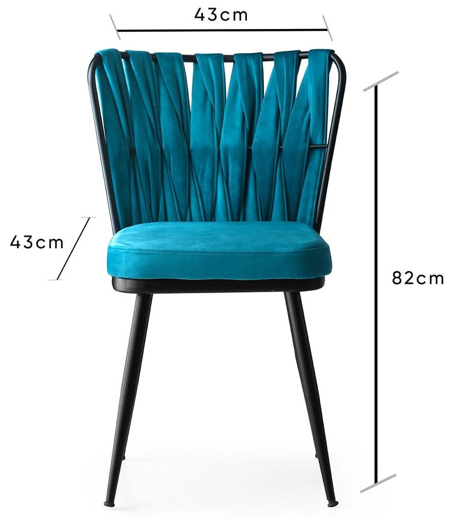 Hanah Home Sada židlí (4 kusy) Kuşaklı - 228 V4, Černá, Modrá