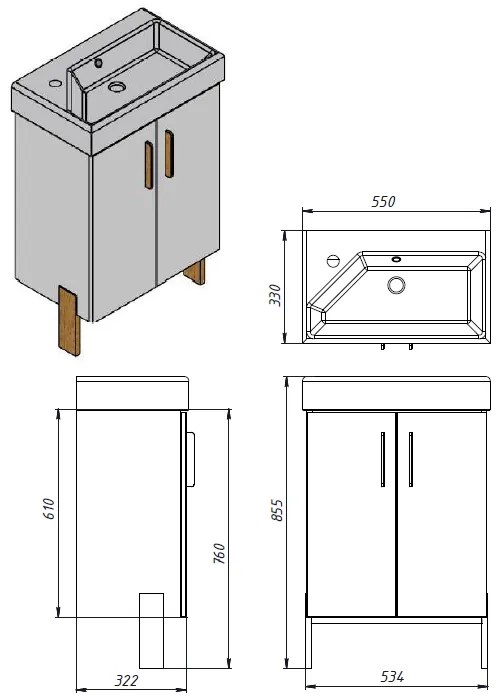 Lavedo Manhy White 55 koupelnová skříňka s umyvadlem
