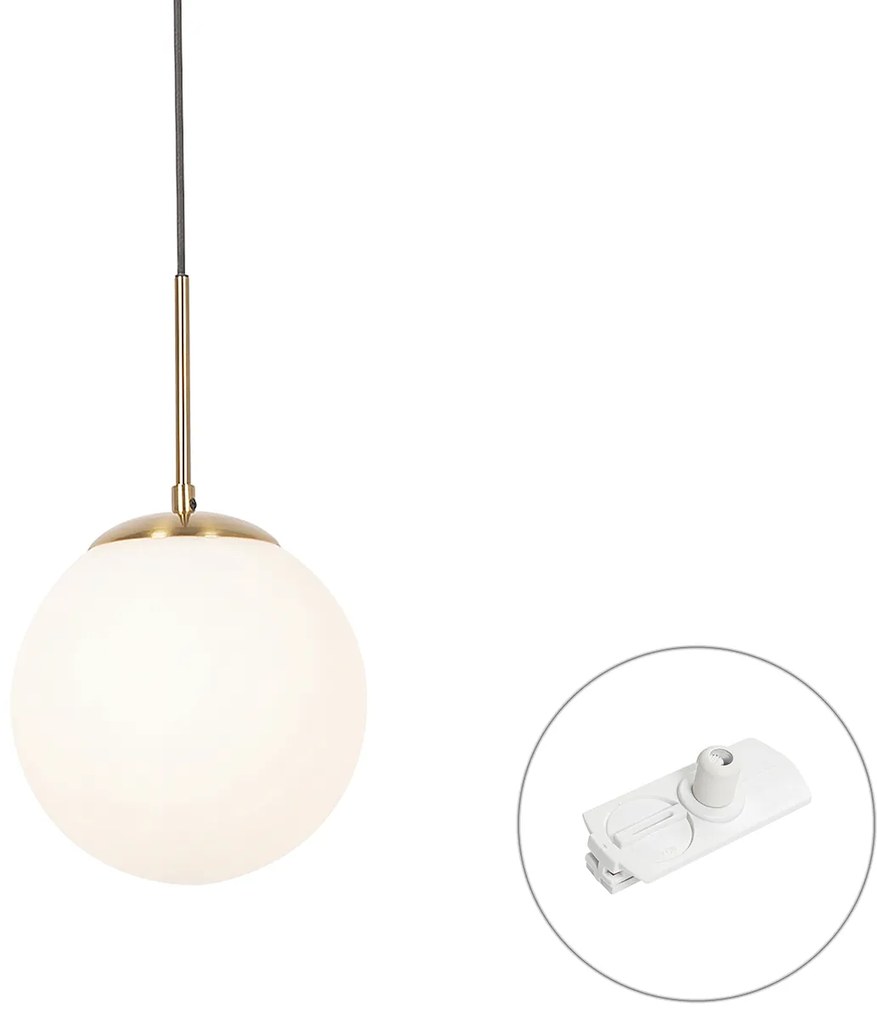 Art Deco hanglamp goud met opaal glas incl. rail adapter wit 1-fase - Iconic Flore