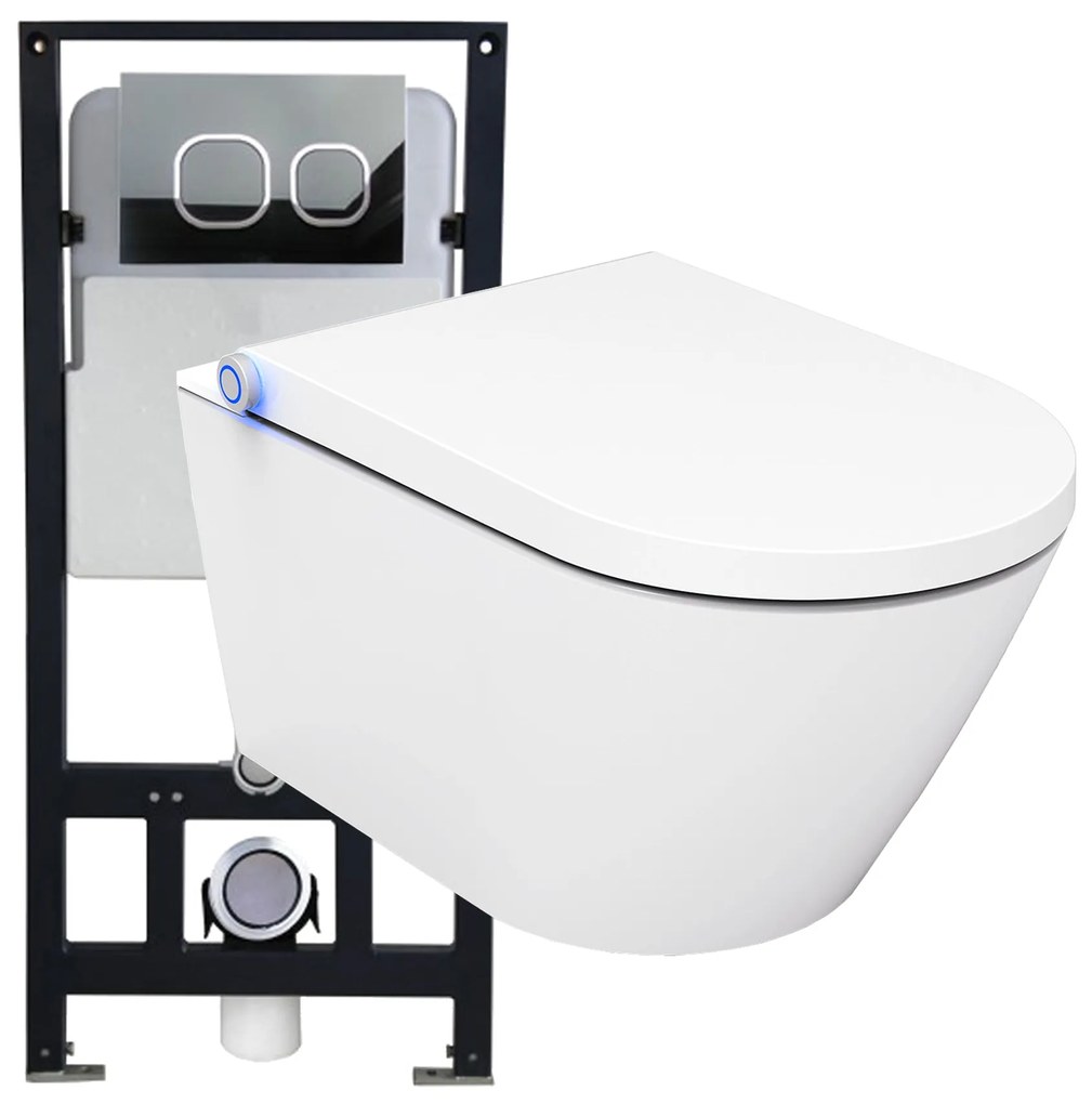 WC Set 17: Sprchovací toaleta Basic 1102Skrytý montážní rám s panelem G3004A - Sedátko Soft-Close