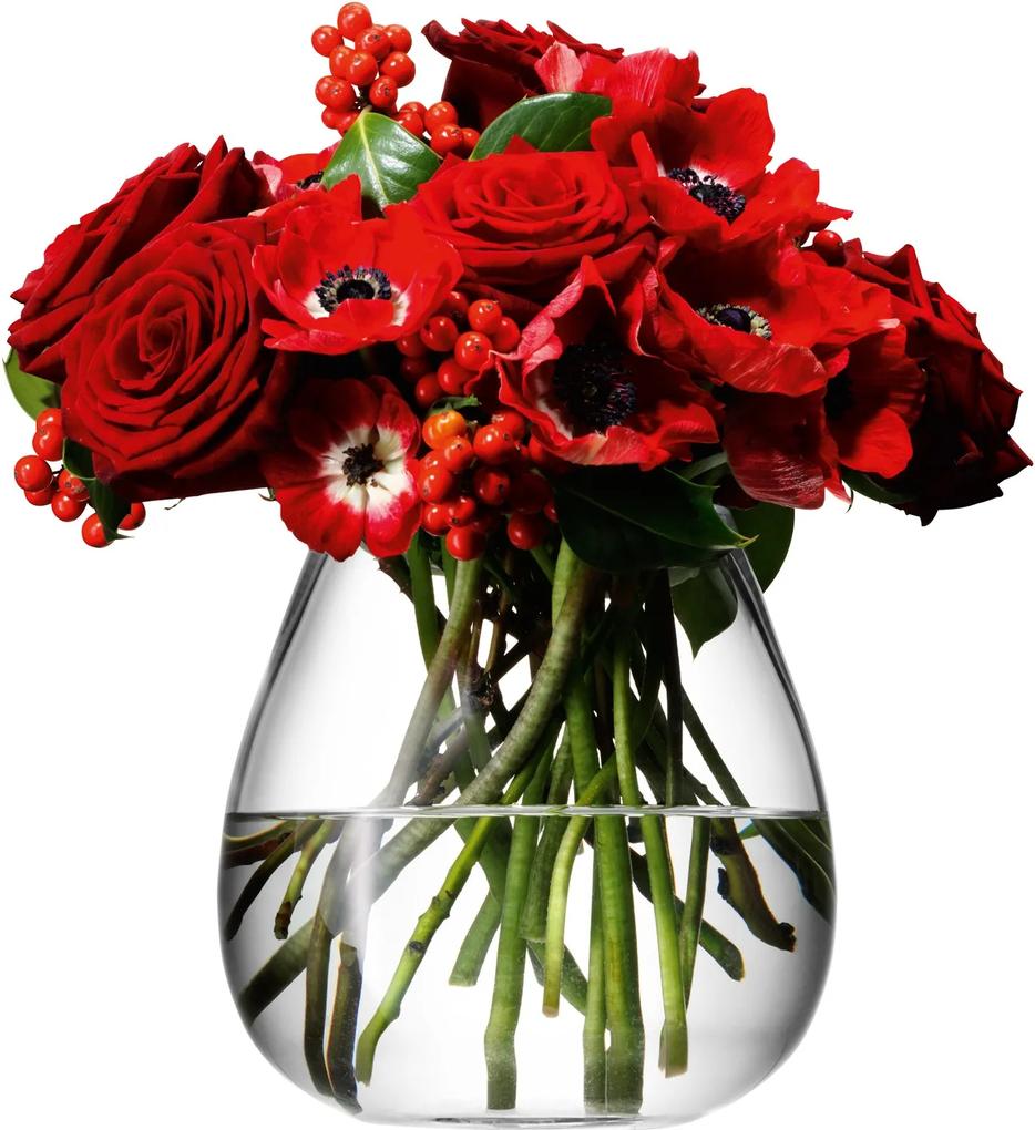 LSA Flower skleněná váza stolní, 17cm, čirá, Handmade