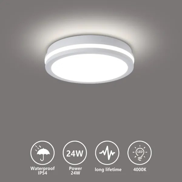 Brilagi - LED Venkovní stropní svítidlo BENE LED/24W/230V pr. 26 cm bílá IP54