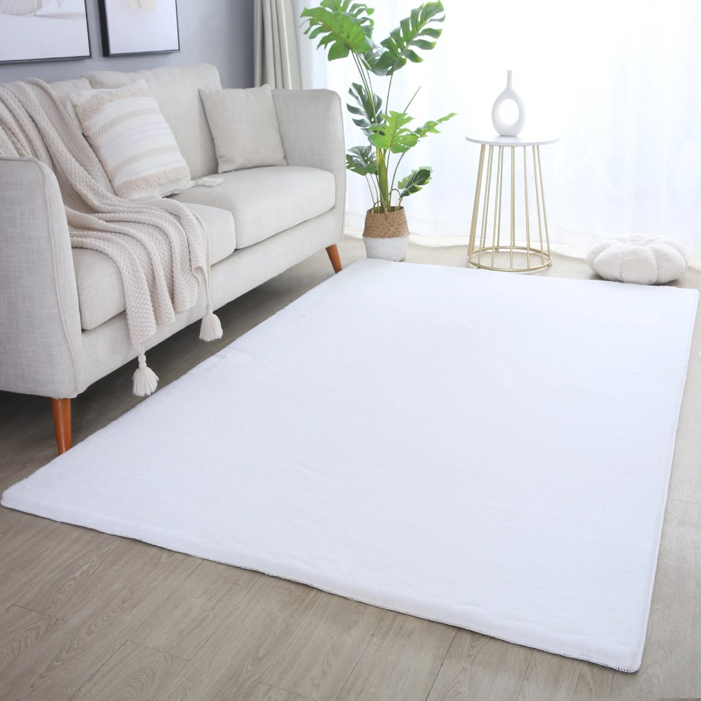 Ayyildiz, Kusový koberec Pouffy 5100 White, 200x290, bílá, obývací pokoj