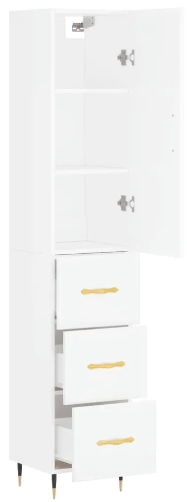 Skříň highboard bílá s vysokým leskem 34,5x34x180 cm kompozit,  3198835