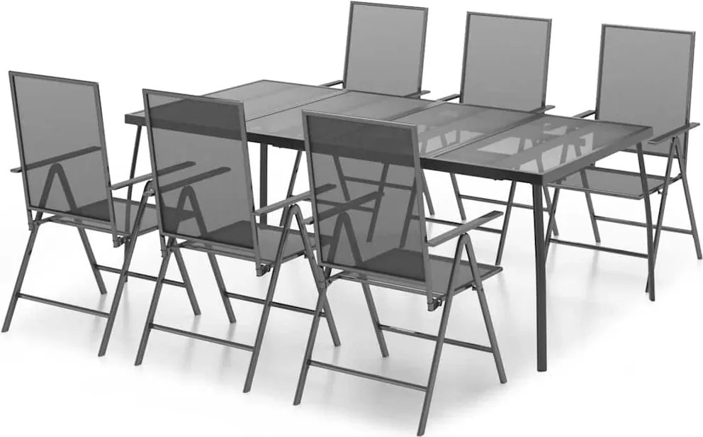 7dílný zahradní jídelní set antracitový ocel 3187983