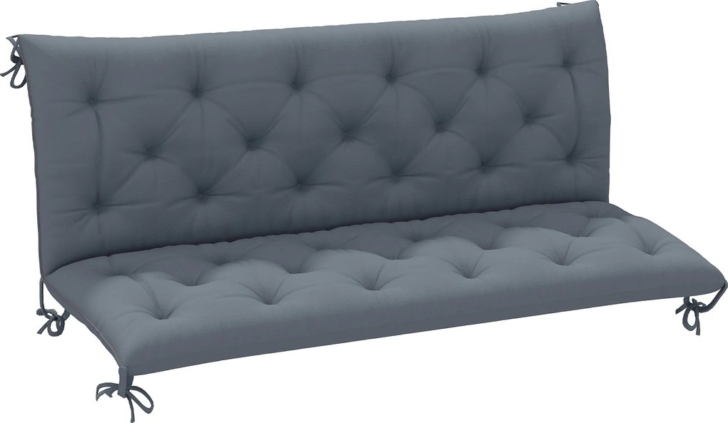 Outsunny Polstr na Lavici pro 3 Osoby 150 x 98 x 8 cm s Popruhy, Zádový Polstr pro Vnitřní/Venkovní Čalounění, Polstr na Zahradní Lavici, Zahradní Náb