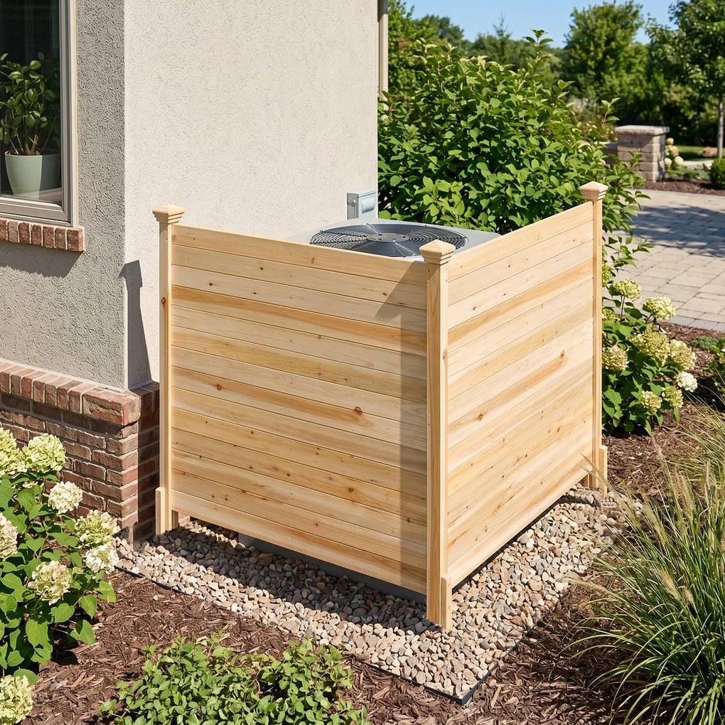 Costway Soukromý plot 2 díly zahradní plot z jedlového dřeva – 119 × 119 cm
