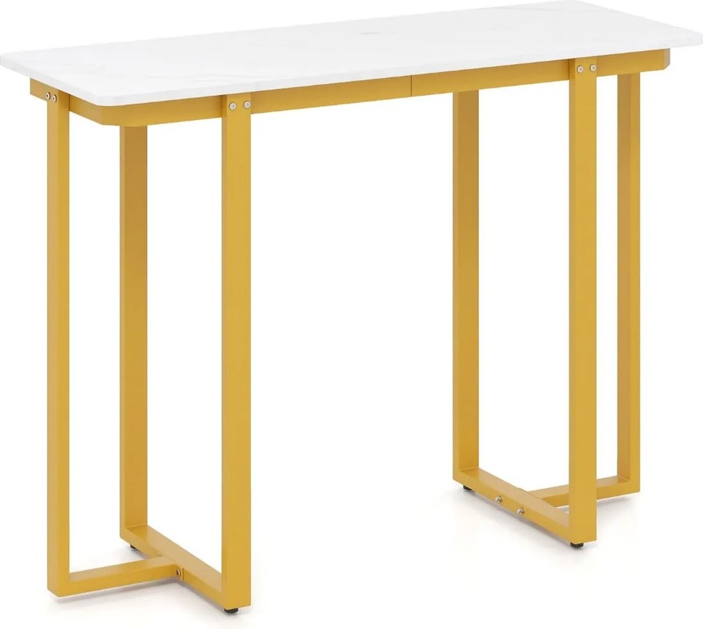 Costway Konzolový stůl úzký, moderní s mramorovým vzhledem – 107 × 40 × 79,5 cm