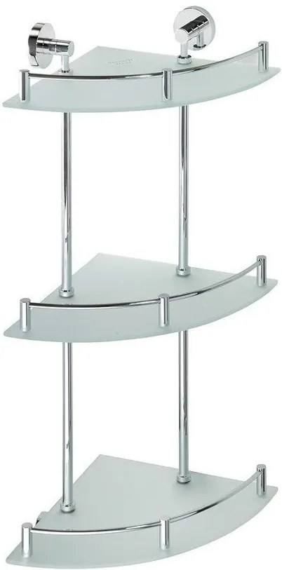 Sapho Sapho, X-ROUND E polička sklo roh trojitá s hrazdou, 270x660x355mm, chrom, XR606