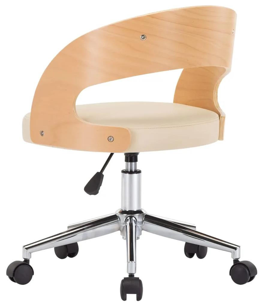 Otočné jídelní židle 2 ks krémové ohýbané dřevo a umělá kůže,  3054914