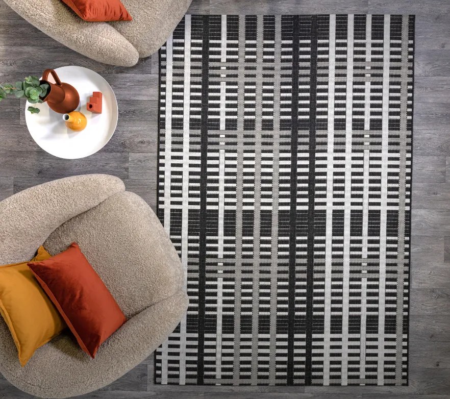 Tribeca Design Kusový koberec Granton Black Grid Rozměry: 160x230 cm