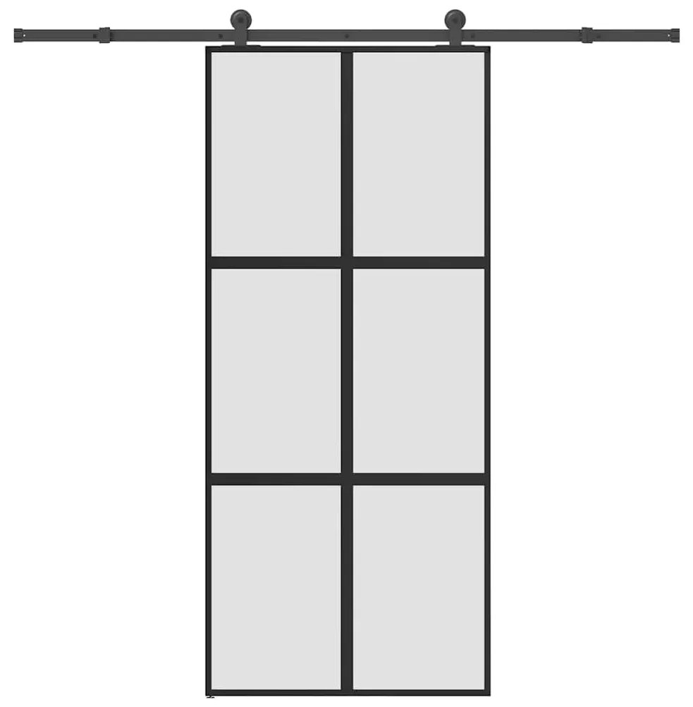 Posuvné dveře s kováním 90x205 cm tvrzeného sklo a hliník