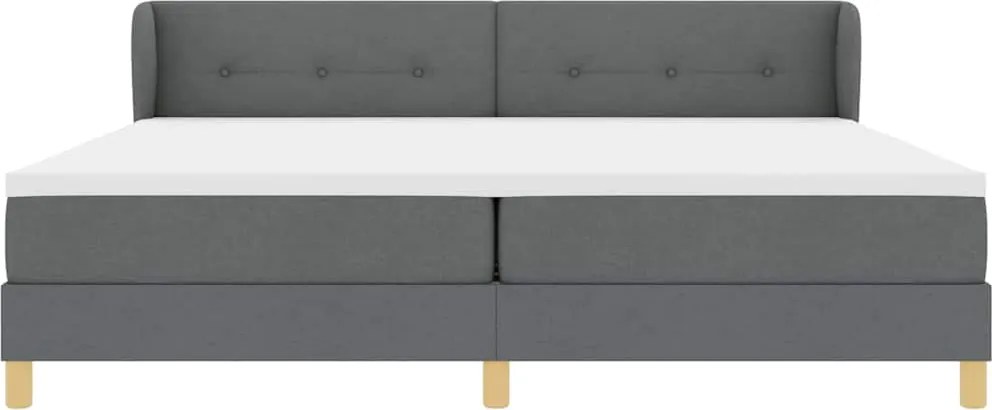 Postel s boxspringem s čelo Tmavě šedá 200 x 200 cm textil 3340235
