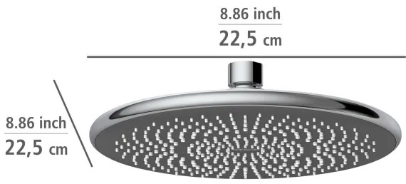 WENKO 24926100 - Sprch. hlavice WATERSAVING SYSTEM 22,5x22,5 cm lesk. chrom/šedá