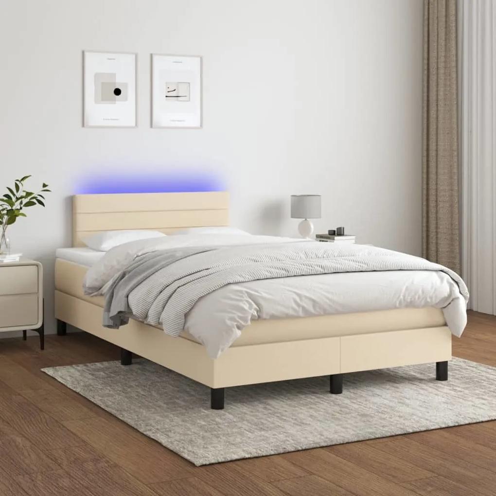 vidaXL Box spring postel s matrací a LED 120 x 200 cm textil [3133222] Barva: Modrá