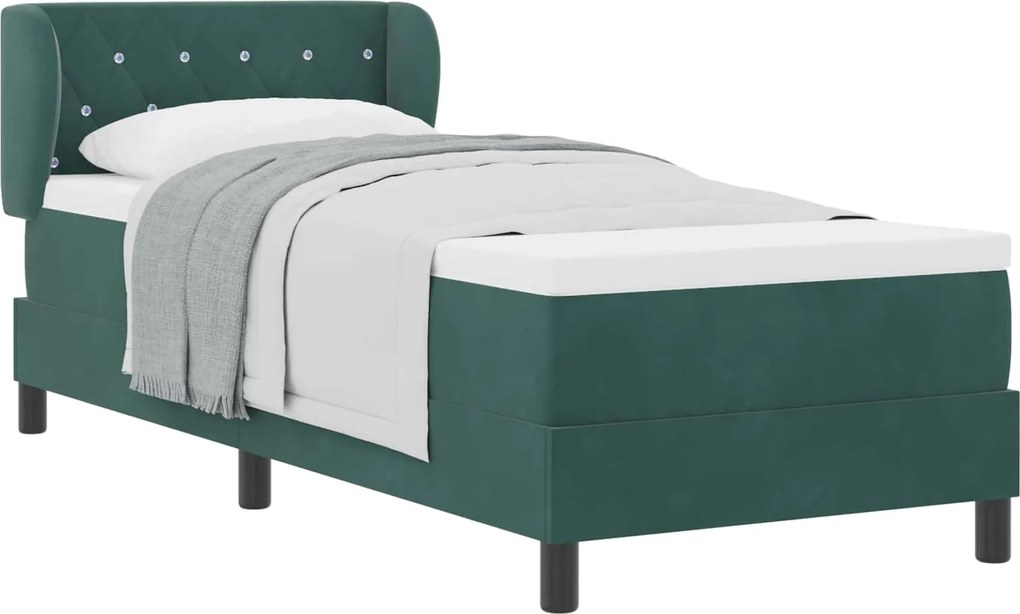 Postel s boxspringem s čelo Tmavě zelená 80 x 200 cm samet 3340307