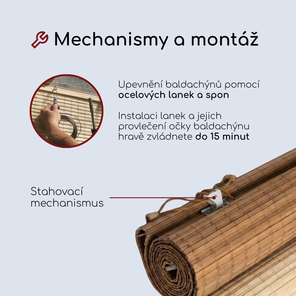 Vingo Bambusový baldachýn na pergolu - přírodní Rozměry (cm): 90x400