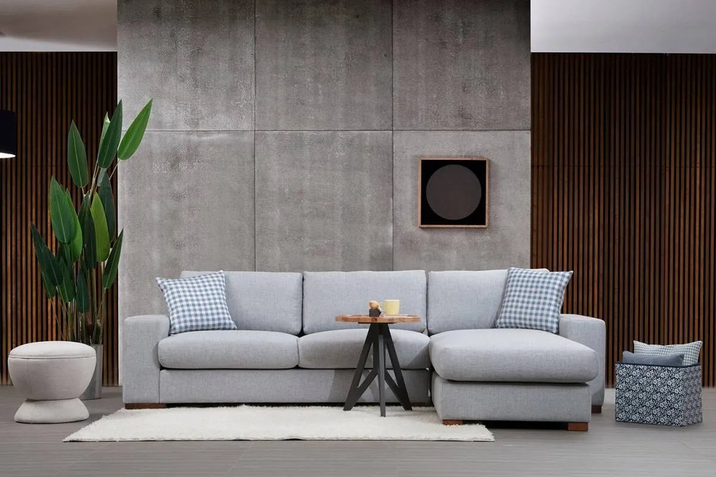 Designová rohová sedačka Bellona 290 cm světle šedá - pravá