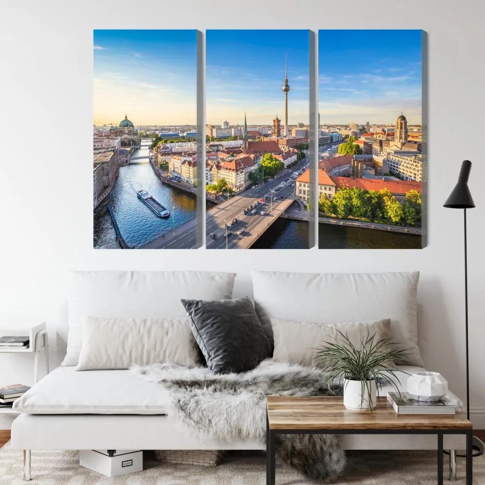 Vícedílný obraz Řeka Spréva A Panoramatický Výhled Na Berlín Nedostatek Nedostatek Plátno Canvas 180x120
