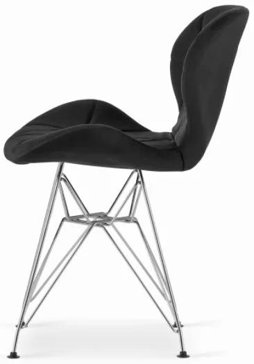 Sametová židle Paris černá se stříbrnými nohami