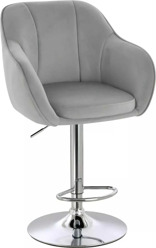 LuxuryForm DESIGN Barová židle AVOLA VELUR na stříbrné kulaté podstavě - světle šedá