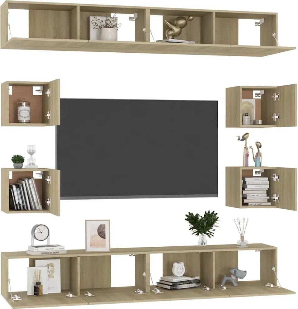 8dílný set TV skříněk dub sonoma kompozitní dřevo 3078964