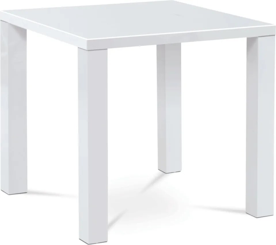 Jídelní stůl 120x80x76 cm, vysoký lesk – deska pro čtyři osoby bílá