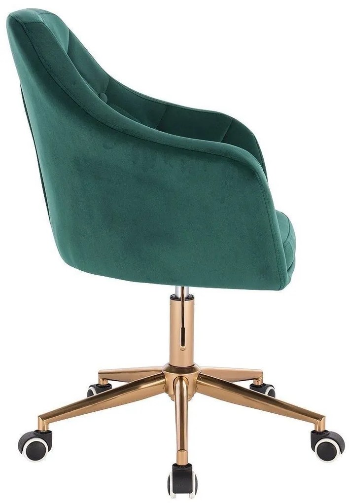 LuxuryForm DESIGN Otočné křeslo ANDORA VELUR na zlaté podstavě s kolečky - zelené