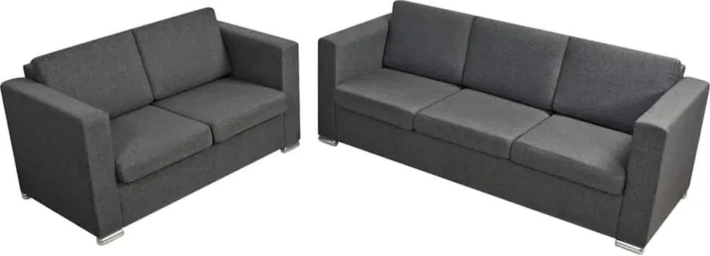 Dvojdílná sada pohovek textil tmavě šedá 274214