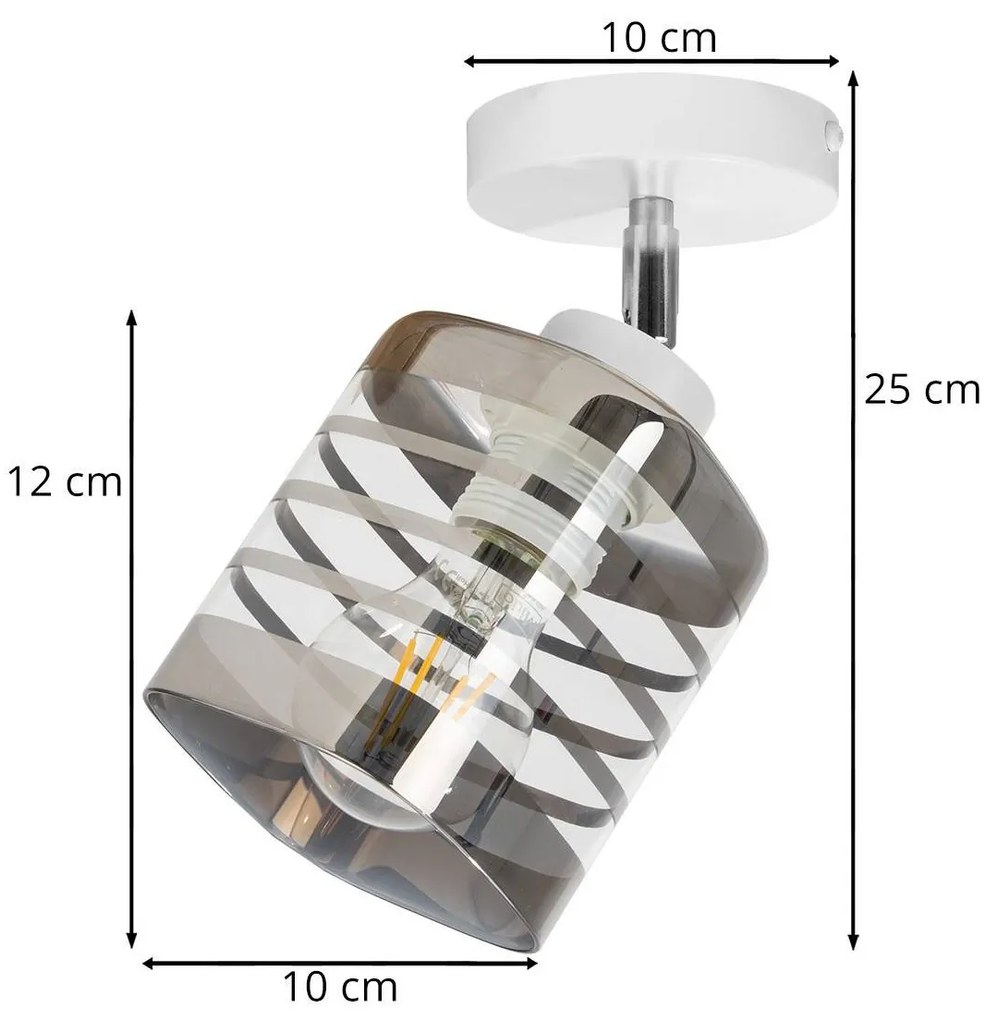 Stropní bodové svítidlo HELIX, 1x skleněné stínítko se vzorem, W