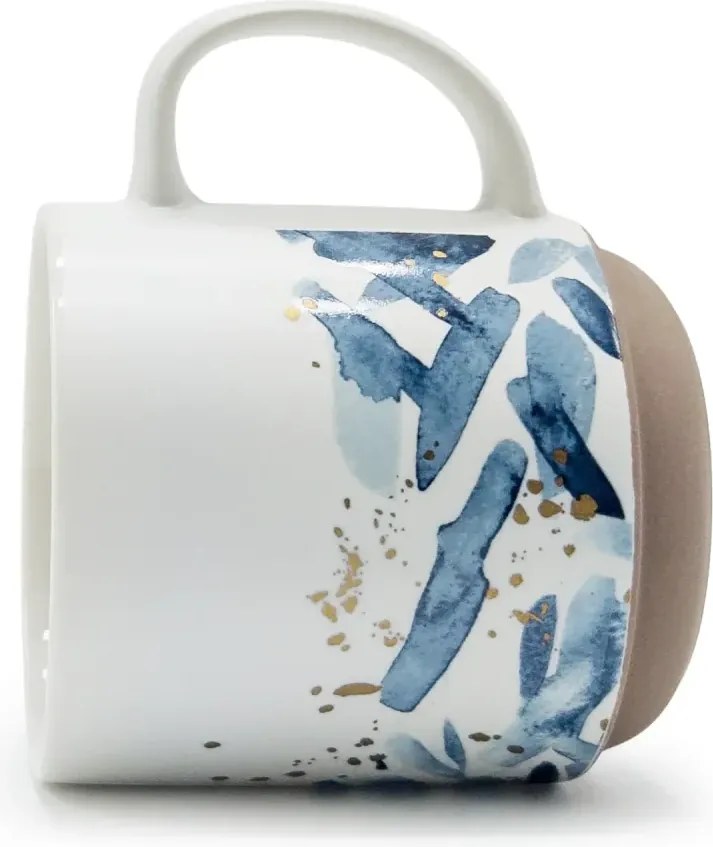 Hrnek Meno Tahy, 400 ml – porcelán New Bone China, akvarelové tahy a zlaté detaily