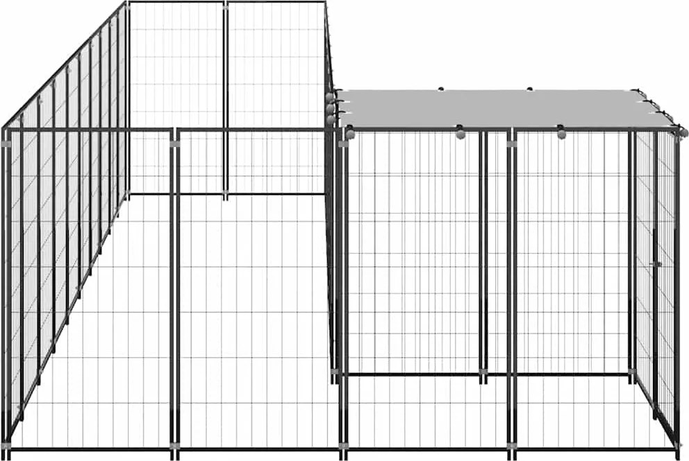 Psí kotec černý 7,26 m² ocel 3082237
